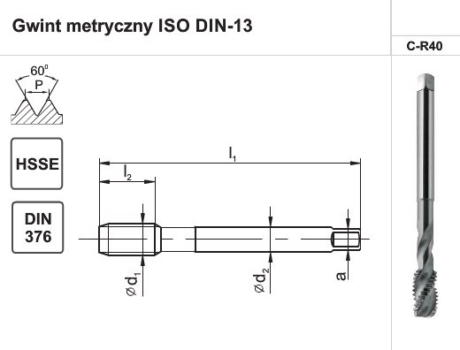 Gwintownik maszynowy wysokowydajny DIN-376 M24 HSSE D2-511101-0240 Fanar - sklep narzedziowy24.eu